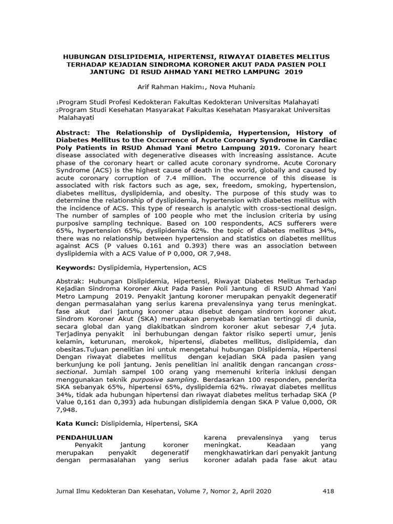 Acs Dislipdemia DM HT | PDF
