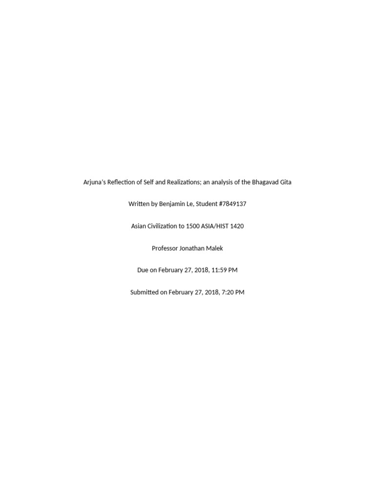 Arjuna's Self-Reflection and Realization | PDF