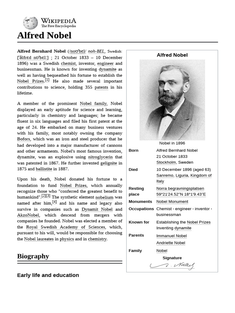 Alfred Nobel | PDF