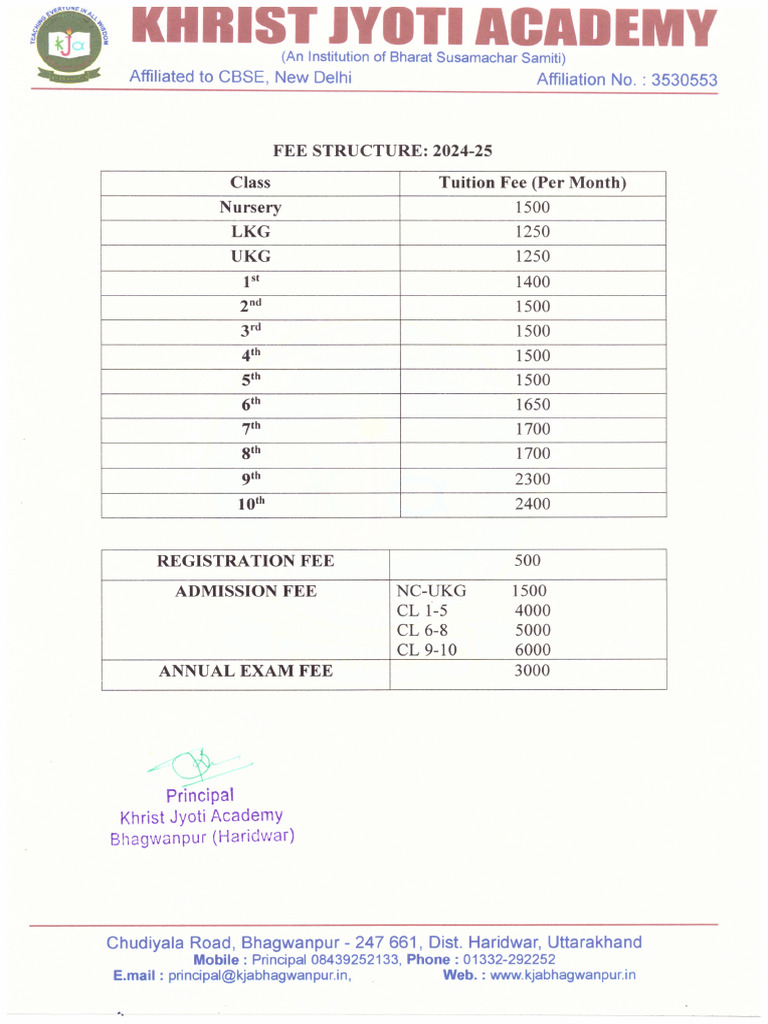 Fee Structure 2024-25-Rotated | PDF