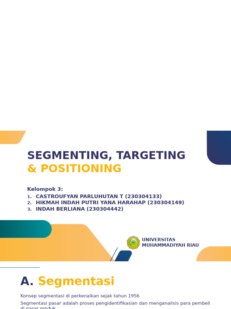 Manajemen Pemasaran & Wirausaha - Segmenting, Targeting, Positioning | PDF