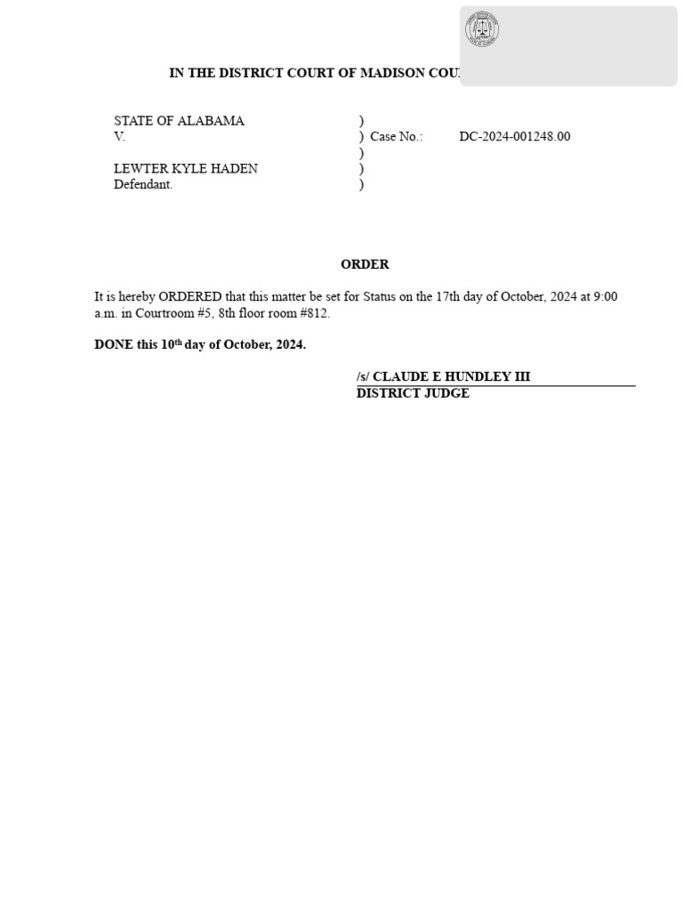 Kyle Lewter Status Hearing 10-17-24 | PDF