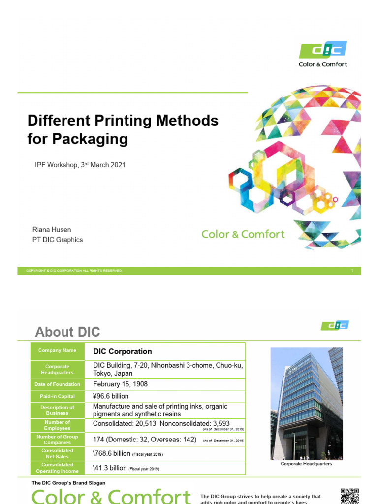 Different Printing Methods For Packaging - Riana H - DIC Graphics | PDF