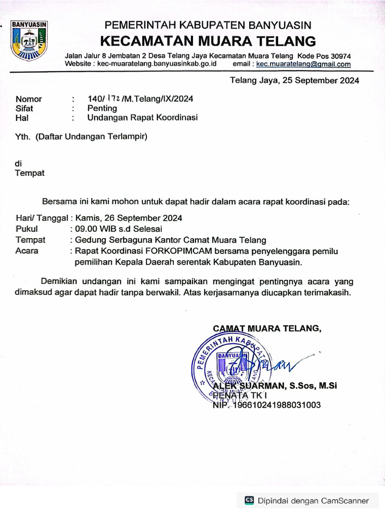 Undangan Rakor 26 Sep 2024 | PDF