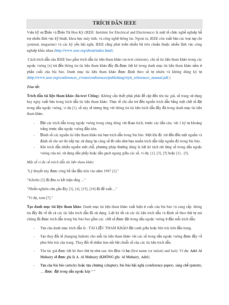 Cach Trich Dan Tai Lieu Tham Khao Theo Ieee | PDF