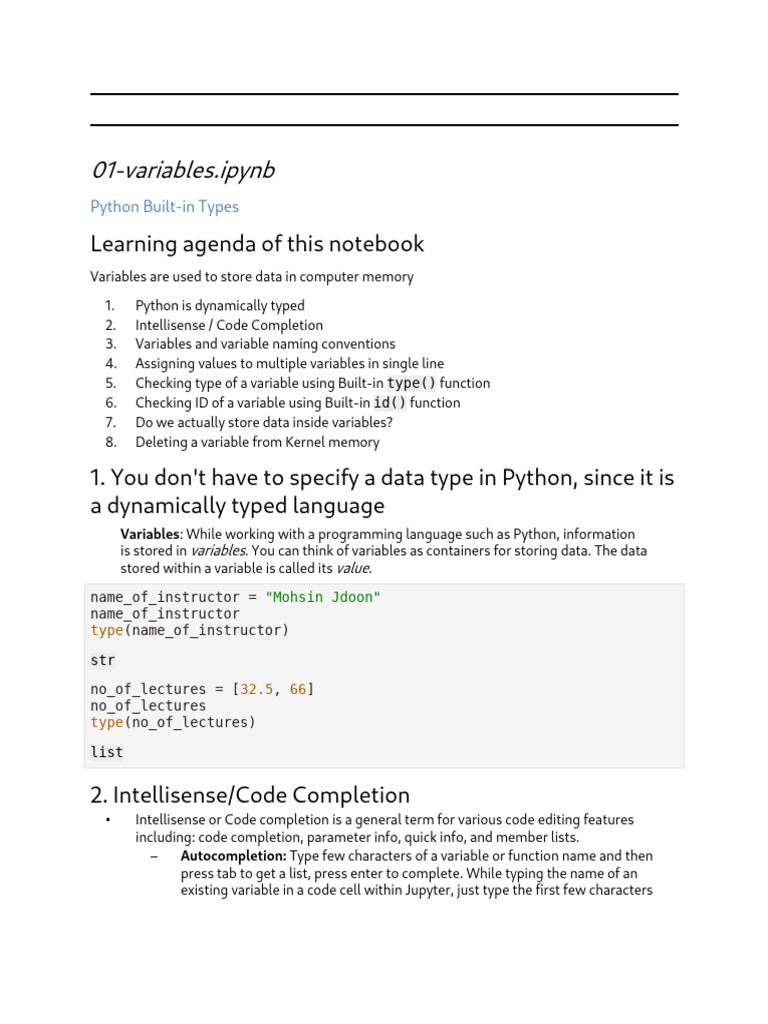 Python 1 Variables | PDF
