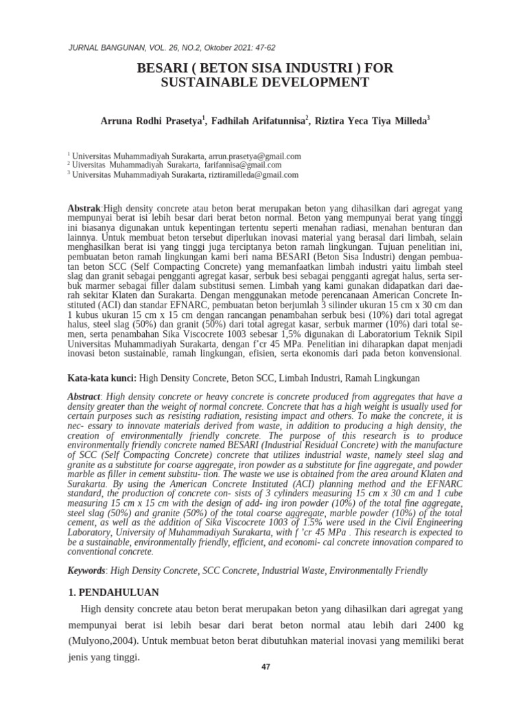 Besari Beton Sisa Industri For Sustainab | PDF