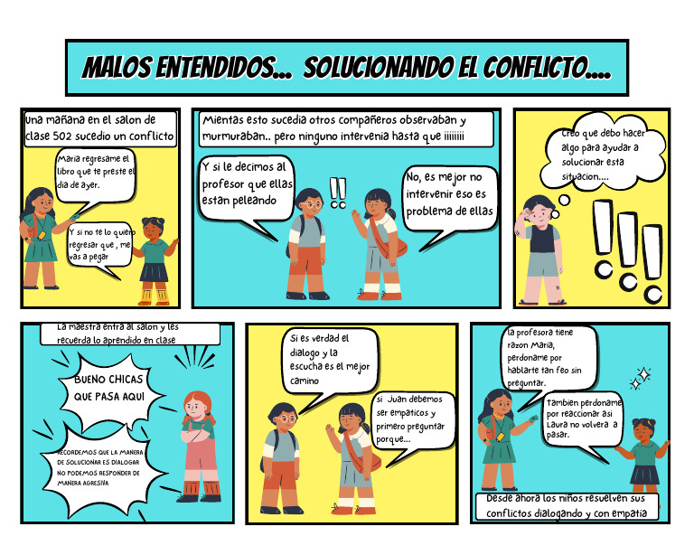 Historieta Importancia del Diálogo Divertido Colorido | PDF