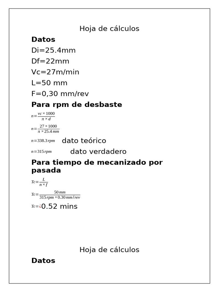 Hoja de Clculos Rosca Triangular | PDF