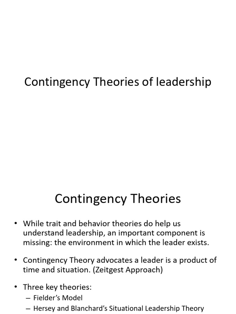 Contingency Theories of Leadership | PDF | Leadership | Career & Growth