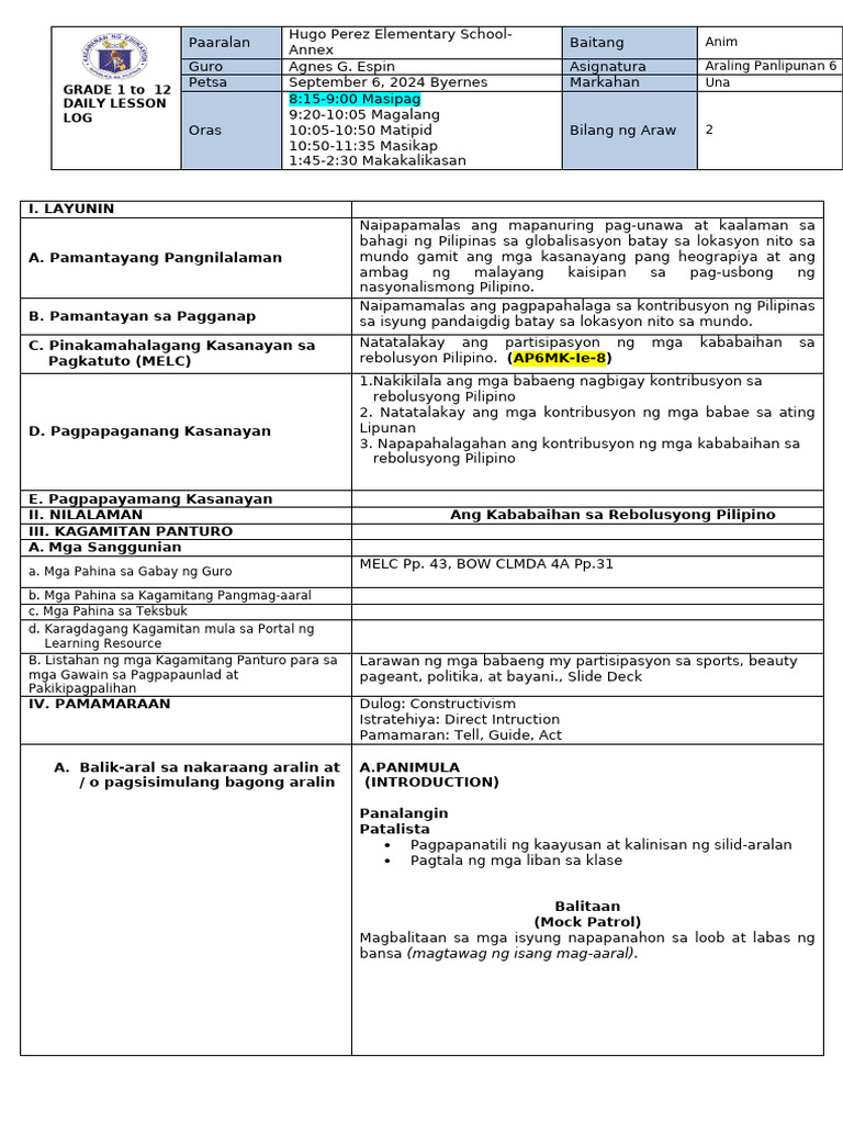Co1 DLP Ap 6 Q1 | PDF