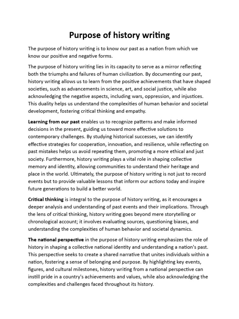 Purpose of History Writing | PDF