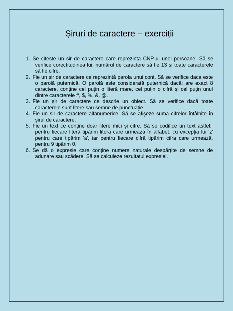 Exercitii Siruri | PDF