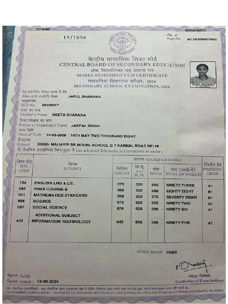 Class 10 Marksheet_compressed-compressed | PDF