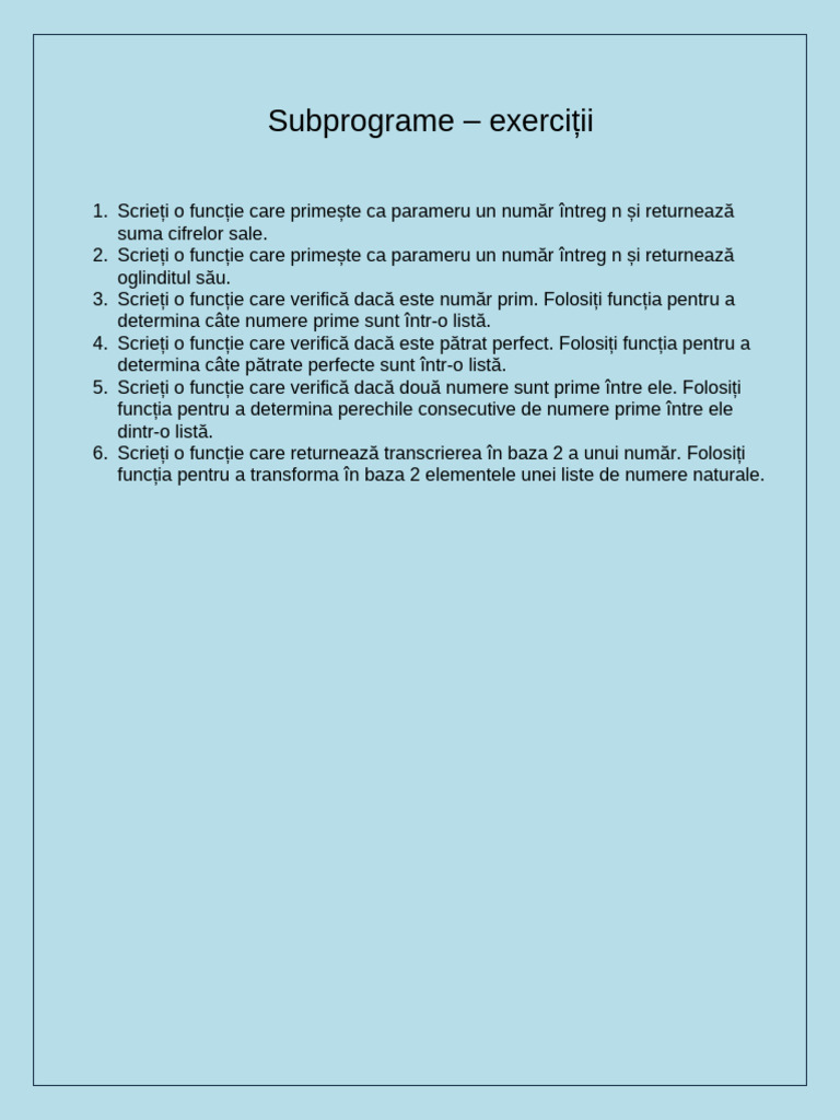 Subprograme Exercitii | PDF