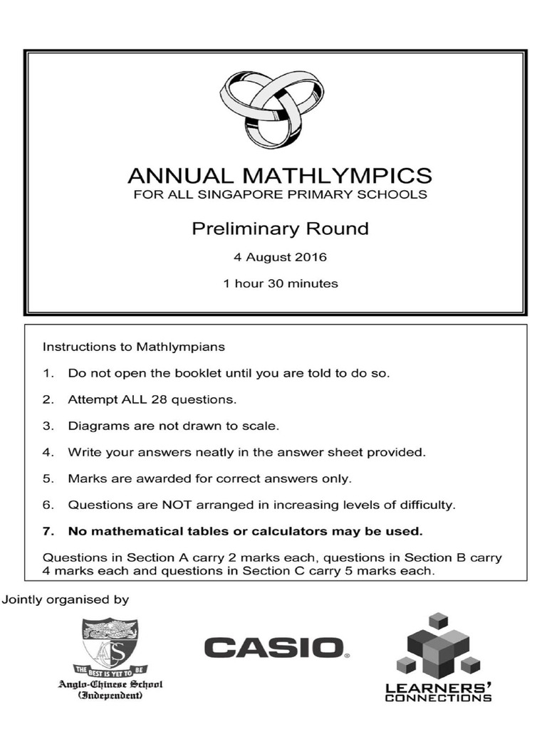 Mathlympic 2016 Preliminary Round | PDF