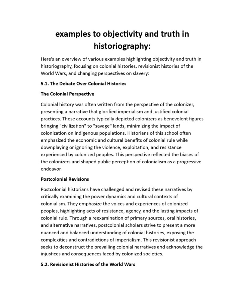 examples to objectivity and truth in historiography | PDF