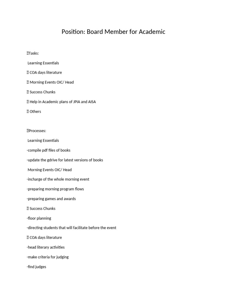 Academics Position - Board WPS Office | PDF