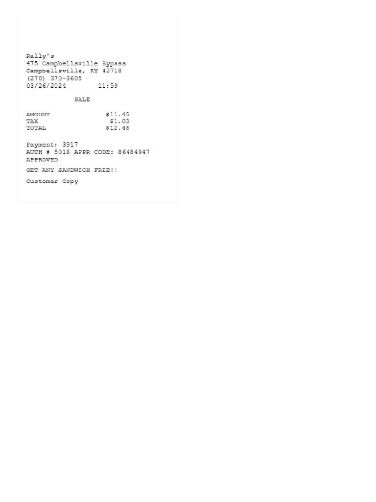 Printable Receipt | PDF