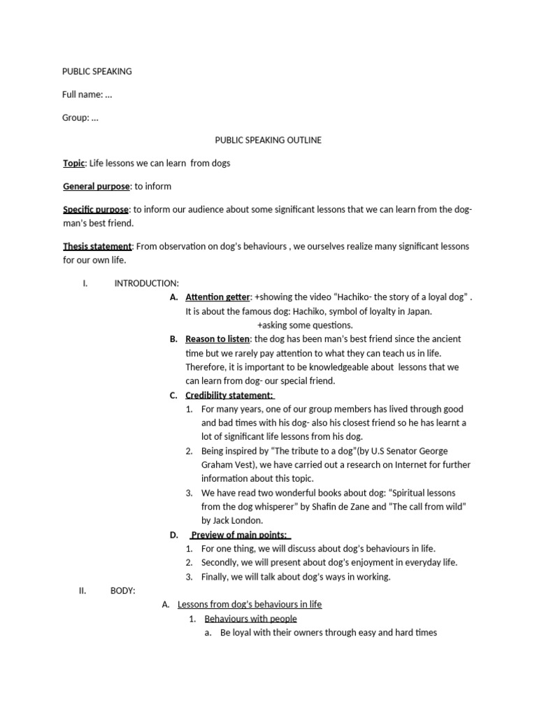 Sample Detailed Ouline-Ps | PDF | Dogs