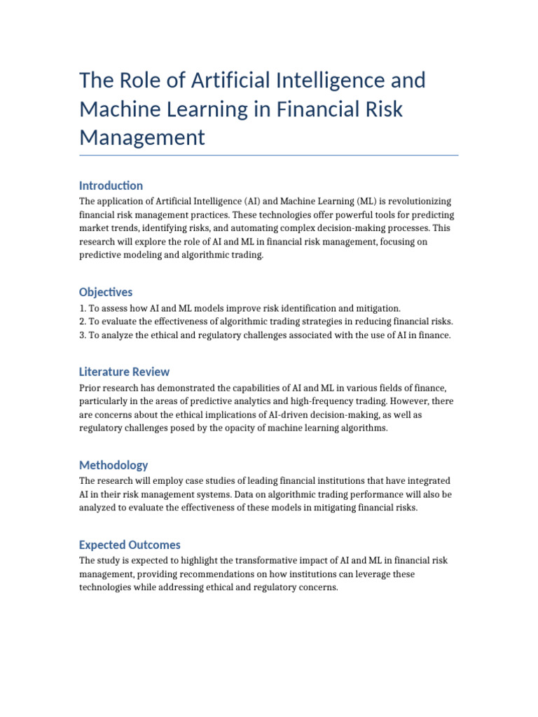 AI and Machine Learning in Financial Risk Management | PDF