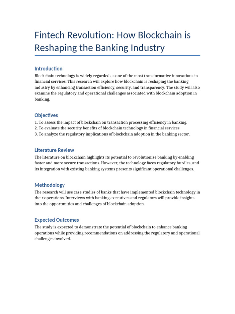 Blockchain and Banking Industry Reshaping | PDF