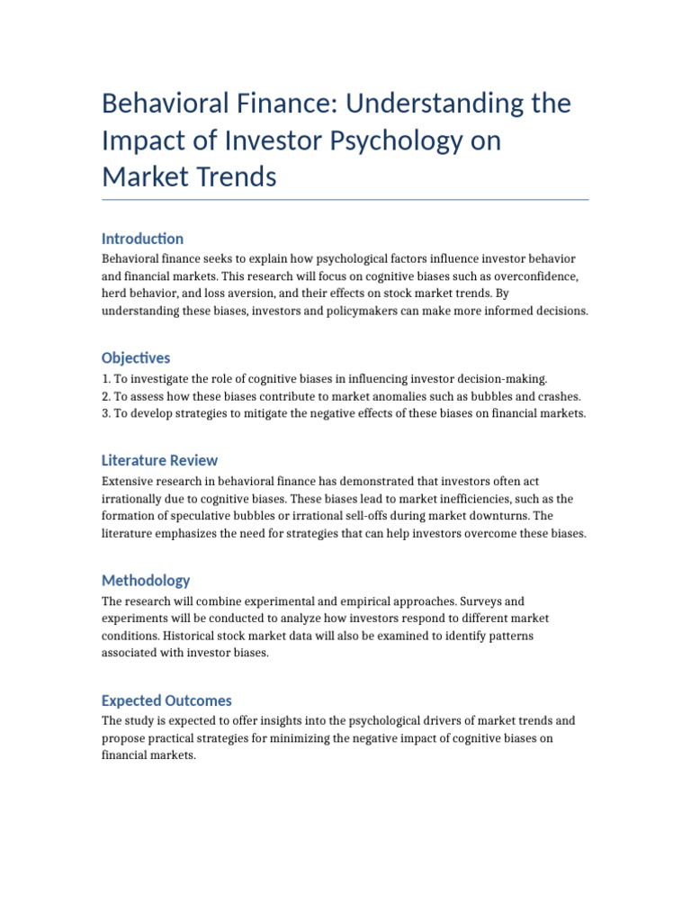 Behavioral Finance Investor Psychology Market Trends | PDF
