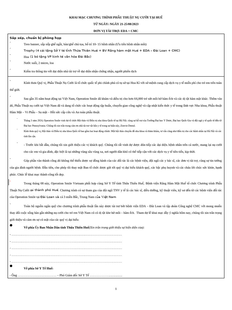 MC Script Opening Ceremony Huế Trang Edit 15.8 | PDF