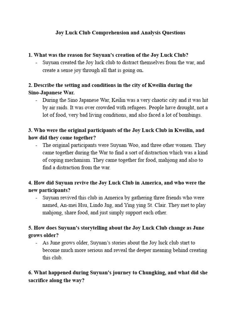 Jing-Mei Woo: The Joy Luck Club C&a PDF | PDF