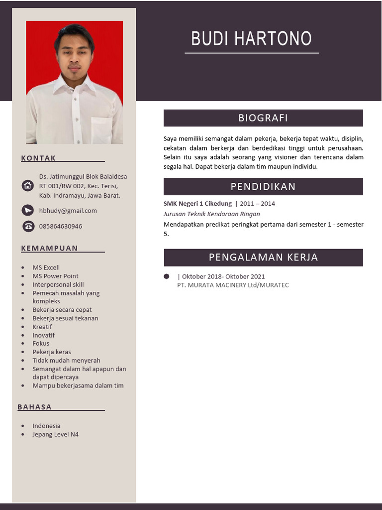 CV Budi Hartono | PDF