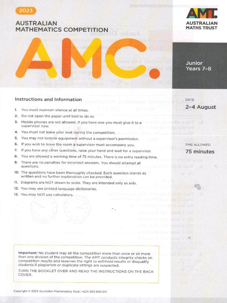 AMC 2023 - Junior | PDF