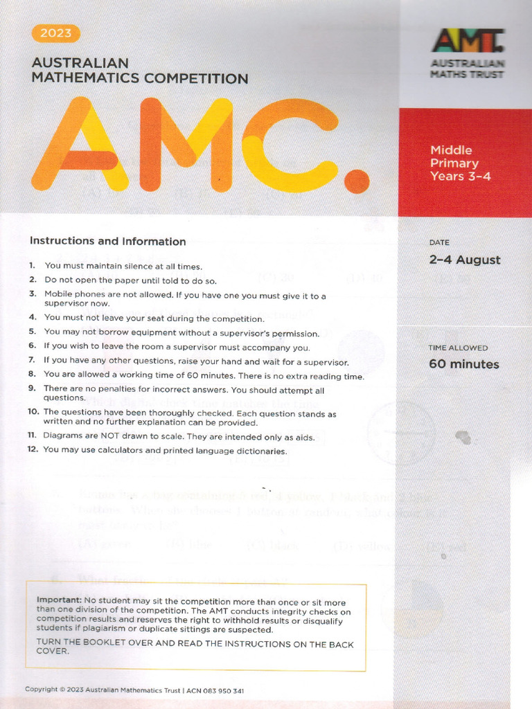 AMC 2023 - MIddlePrimary | PDF