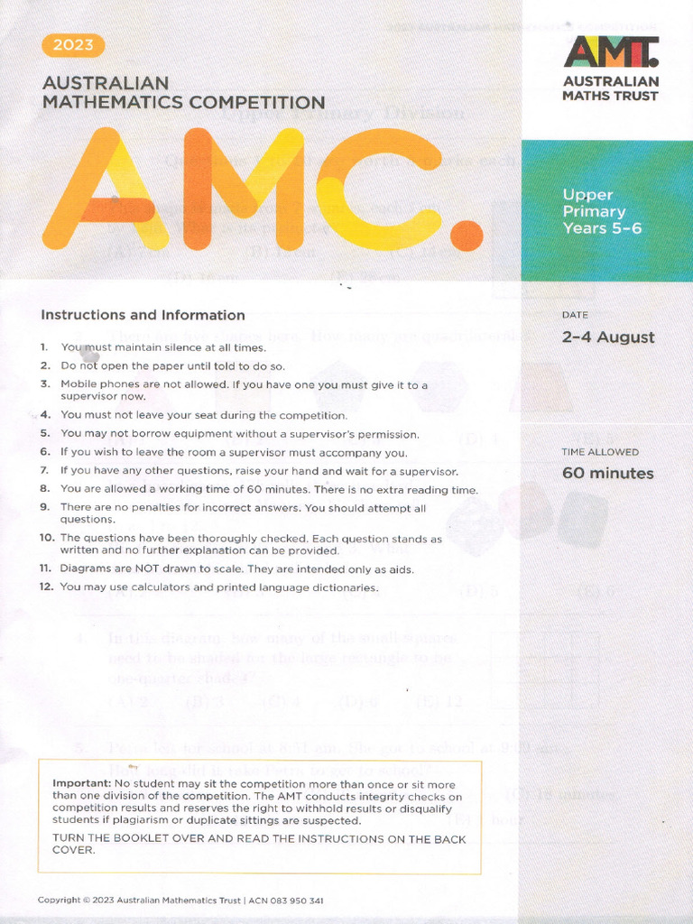 AMC 2023- Upper Primary | PDF