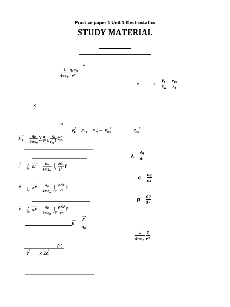 12th Phy Practice Paper 1 | PDF
