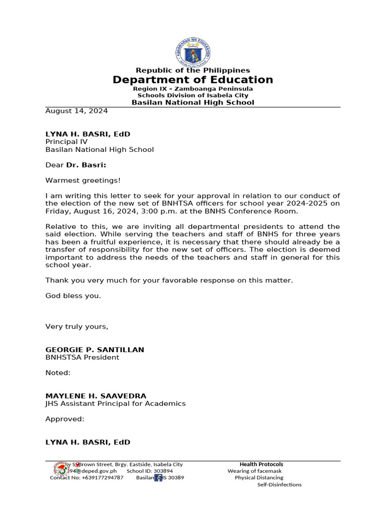 Letter Election Bnhstsa | PDF