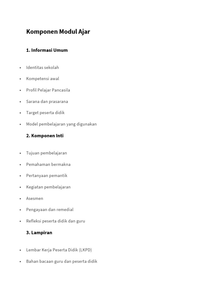 Komponen Modul Ajar | PDF