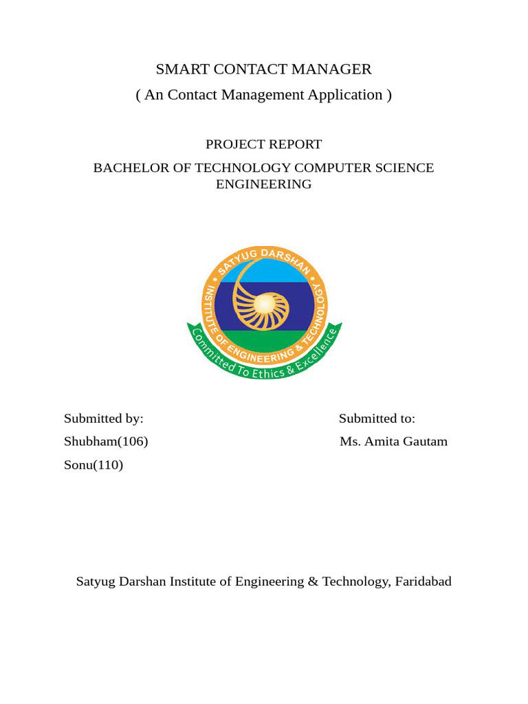 Smart Contact Manager | PDF