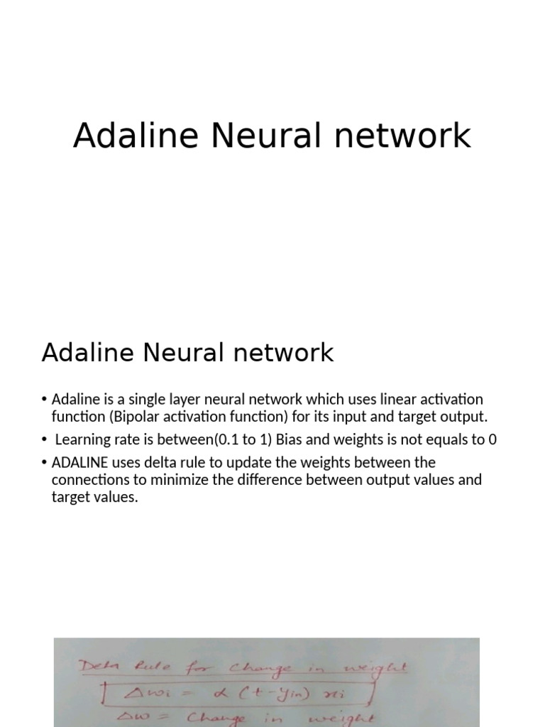 Adaline Neural Network | PDF