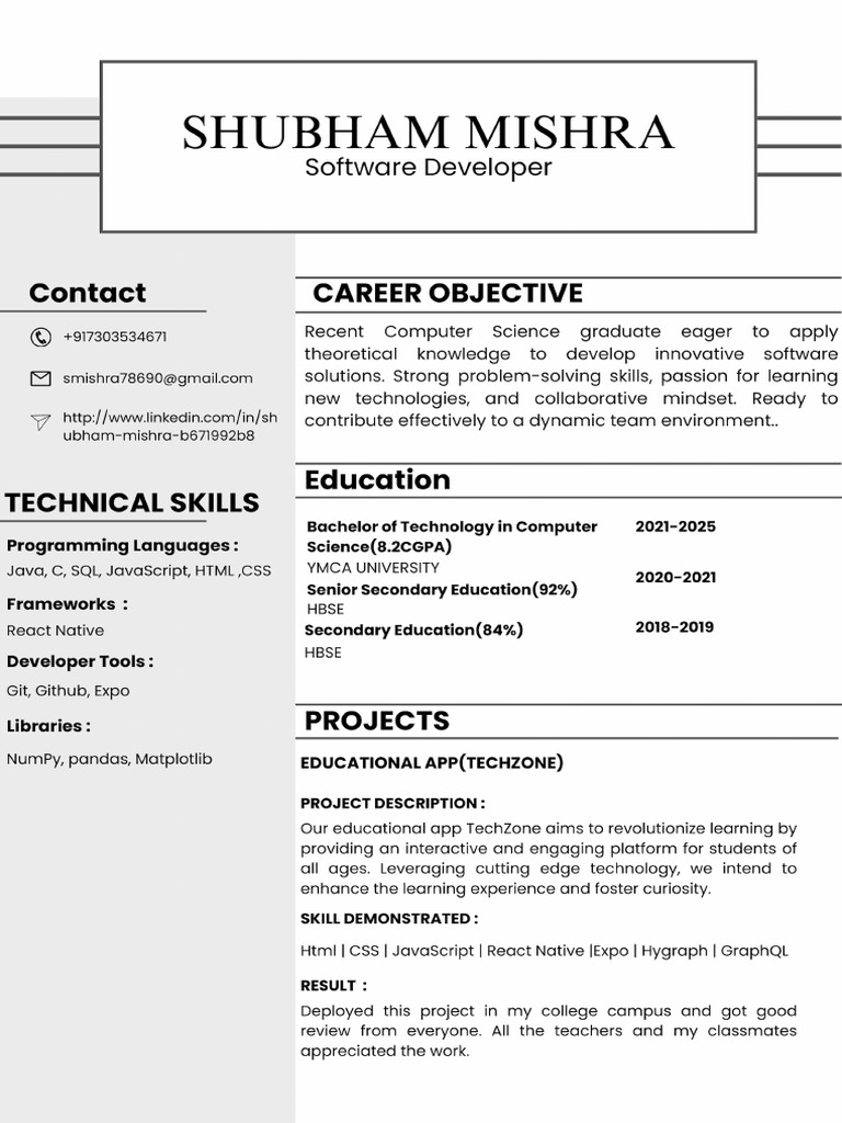 Grey and White CV Resume | PDF