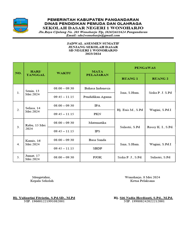 Jadwal Asaj Kelas Vi 2024 | PDF