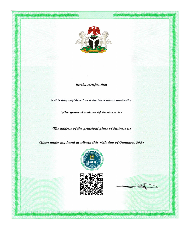 Certificate - Enyo Farms and Food | PDF