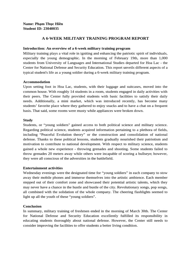 (Eit) Military Training Report | PDF