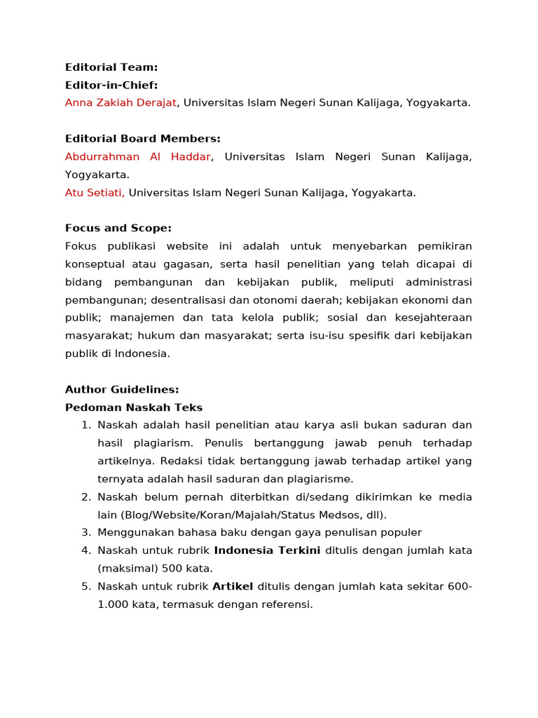 Editorial Team and Author Guidelines | PDF