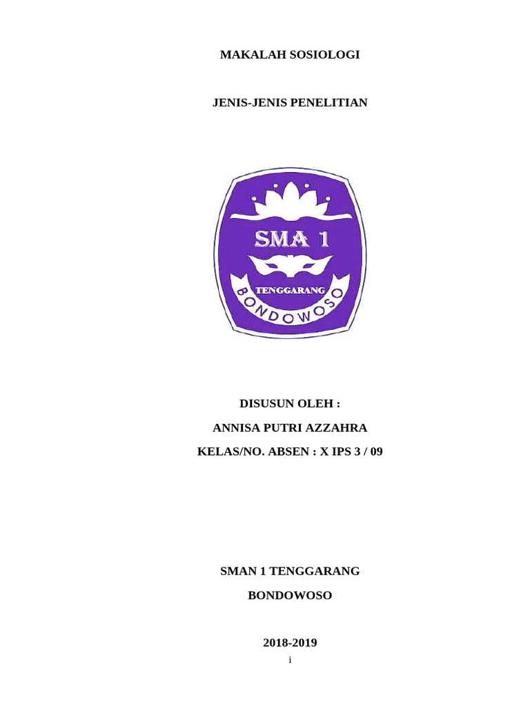 Cover Makalah SOSIOLOGI PUTRI | PDF