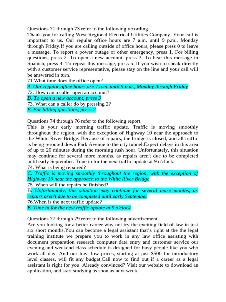 Practice D Part 4 | PDF