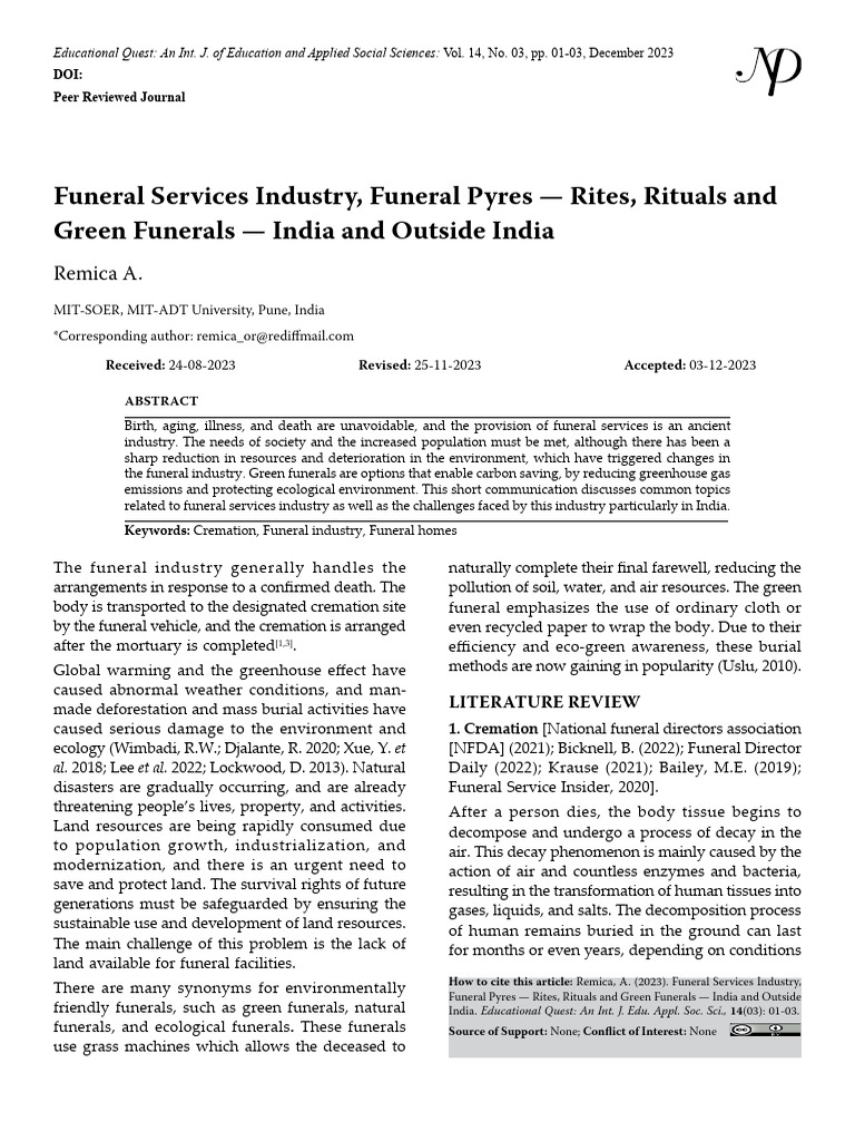 Funeral Services Paper | PDF