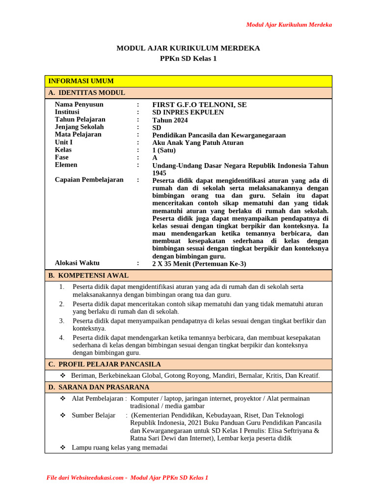 Modul Ajar Ibu Telnoni | PDF