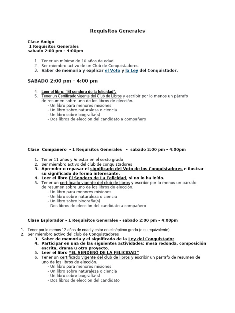 Requisitos Generales | PDF
