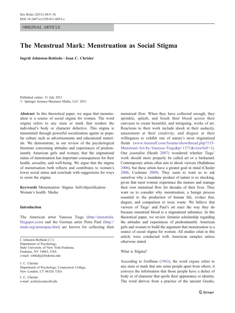 Menstrual Mark Menstruation As A Social Stigma | PDF