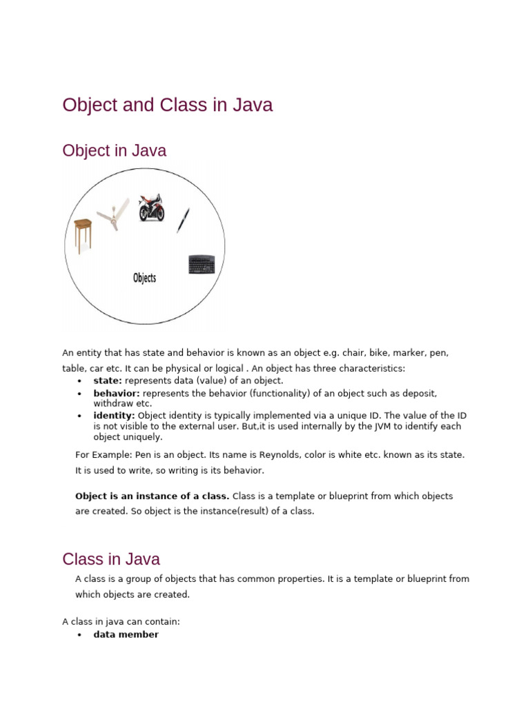 Object and Class in Java Session III | PDF